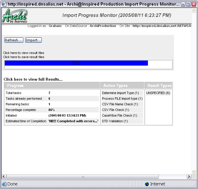 Import Progress Monitor
